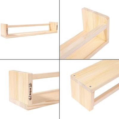 China Custom Color Solid Wood Storage Holders Racks Wooden Wall Shelf for Book Decorations for sale