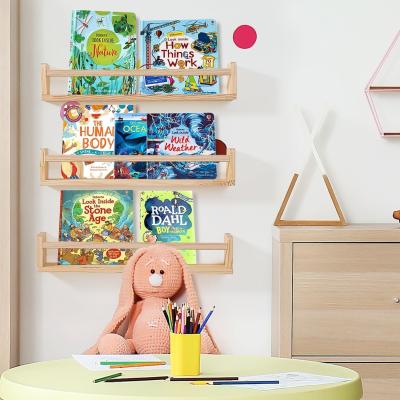 China Custom Color Solid Wood Storage Holders Racks Wooden Wall Shelf for Book Decorations for sale