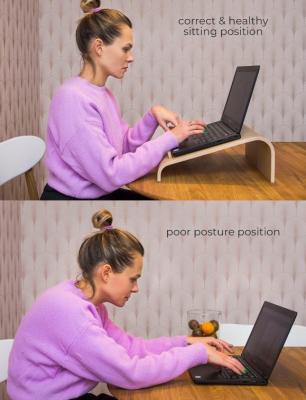 China Functional Wooden Laptop Stand Space Saving Cooling Ventilation Computer Desk Raiser for sale