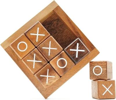 China Handmade 4 Inch Wooden Tic Tac Toe Coffee Table for Desk and Living Room Decoration for sale