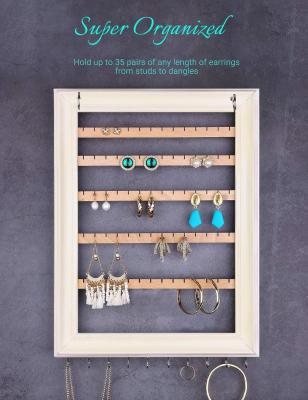 China Non-folding Rack Earring Holder Wall Jewelry Display with Bracelet Necklace Holder and Rod for sale
