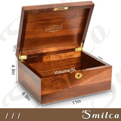 Cina Scatola in legno di acacia stampata a tela di seta per ricette e souvenir in vendita