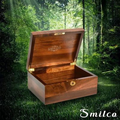 Cina Scatola in legno di acacia stampata a tela di seta per ricette e souvenir in vendita