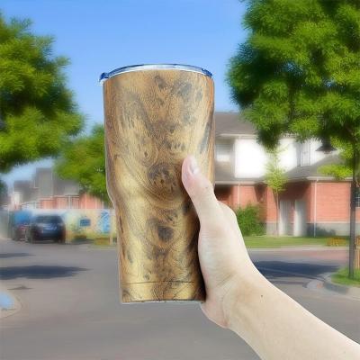 Cina Barattolo di grano di legno 30oz Acciaio inossidabile Tazza idrossicurata per bevande calde e fredde in vendita