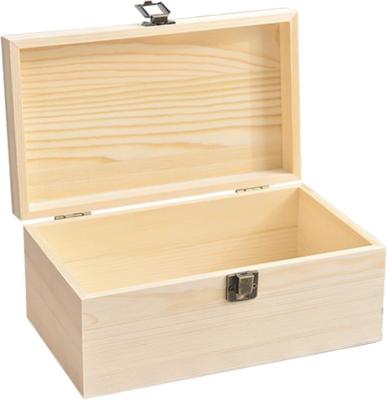 China 10.6 x 8 x 5.7 inch houten opslagdoos met hangend deksel aangepast logo aanvaardbaar Te koop