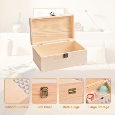 China 10.6 x 8 x 5.7 inch houten opslagdoos met hangend deksel aangepast logo aanvaardbaar Te koop