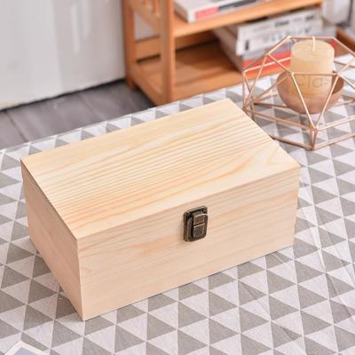 China 10.6 x 8 x 5.7 inch houten opslagdoos met hangend deksel aangepast logo aanvaardbaar Te koop