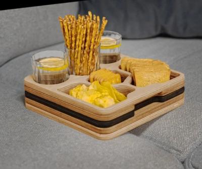 China Multi-Functional Serving Tray for Snacks and Drinks Space-Saving Couch Bar Snack Box for sale