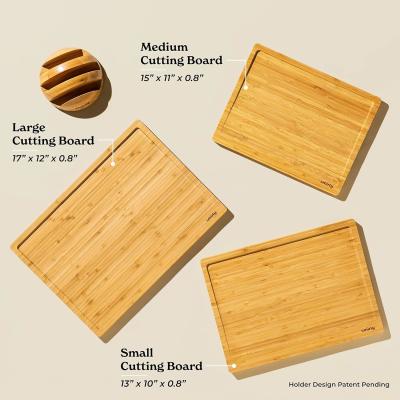 Cina Set di 3 tavole da taglio in bambù in legno Set con porta in vendita