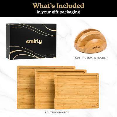 Cina Set di 3 tavole da taglio in bambù in legno Set con porta in vendita