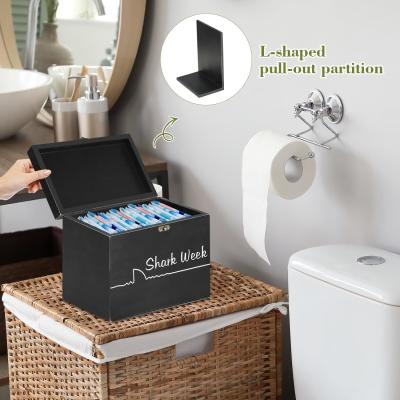 China Shark Week Tampon opslagdoos met dienblad Hout gesneden vrouwelijke product organisator Te koop