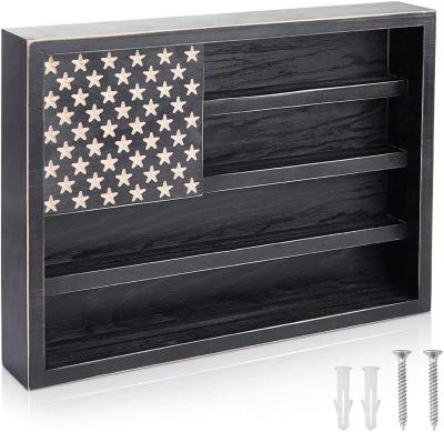 Cina Sfida militare del governo Display del portamonete con decorazione muraria in legno della bandiera americana in vendita