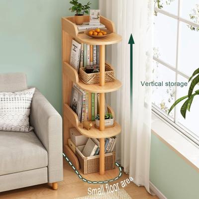 China Home Office Free-Standing Wooden Bookshelf Wall Corner Bookcase Custom Design Organizer for sale