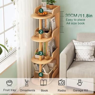 China Home Office Free-Standing Wooden Bookshelf Wall Corner Bookcase Custom Design Organizer for sale