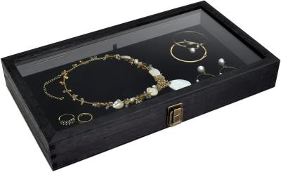 Cina Taglia personalizzata Logo colore gioielli in legno Display Box di stoccaggio con coperchio in legno massello in vendita