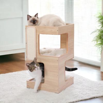 中国 カスタマイズされた形 猫の登り スクラッチャー トイツリー 猫の家用の現代的な木製ペットプレゼント 販売のため