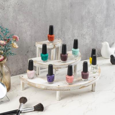 Cina Set in 3 pezzi in legno in incisione e in bianco per il supporto per cupcake semicircolare e il display riser in vendita