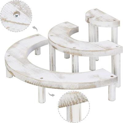 Cina Set in 3 pezzi in legno in incisione e in bianco per il supporto per cupcake semicircolare e il display riser in vendita