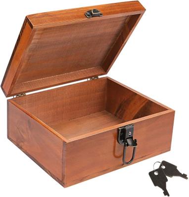 China Timber Custom Decorative Handmade Craft Grote houten doos 9.3X7.6X4.5 Inch Custom Order Te koop