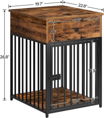 China Indoor Pet Crate End Table Decorative Dog Kennel with Drawer and Customized Shape in White for sale