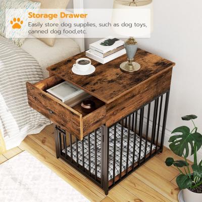 China Indoor Pet Crate End Table Decorative Dog Kennel with Drawer and Customized Shape in White for sale