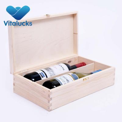 China Onvoltooide wijndoos van dennenhout met cadeaupakket 34x20x10 cm aangepast Te koop