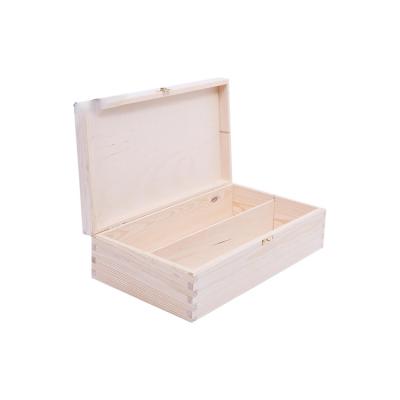 China Onvoltooide wijndoos van dennenhout met cadeaupakket 34x20x10 cm aangepast Te koop