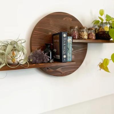 China Wooden Wall Shelf Floating Frame Crystal Display Plant Stand for Living Room Display for sale