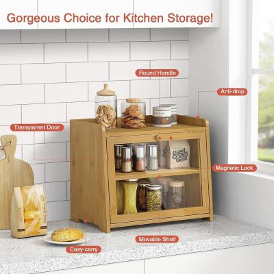 China Custom Order Extra Large 2-Shelf Wooden Bread Storage Container for Kitchen Countertop for sale