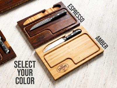 China Wooden Cutting Board With Juice Groove and Knife Set in Plain Color for All-Season for sale