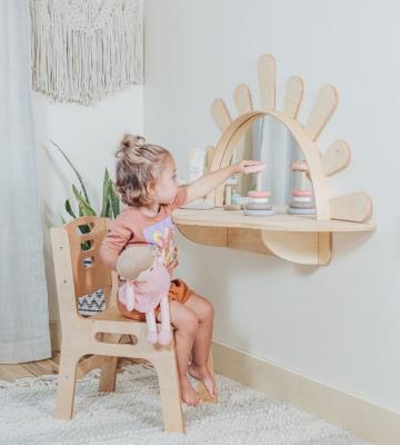 China Living Room Wall-Mounted Activity Table with Chair Wood Style PANEL Toddler Furniture for sale