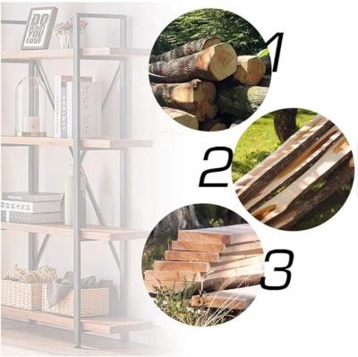 Cina Rettangolo 4 Livello naturale 4 Mensola Rustica Massello Legno Reale Mensola Metallica Libreria Arredamento Salotto in vendita