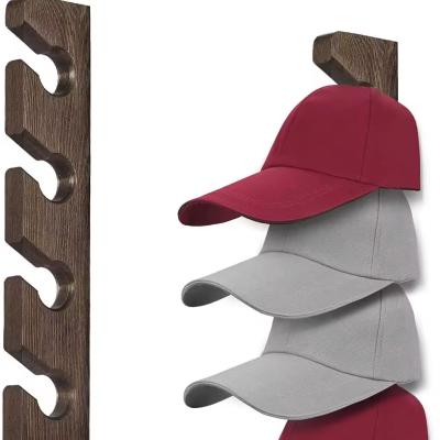 China Wall-Mounted Wooden Baseball Cap Display and Storage Rack with Silk-screen Printing for sale