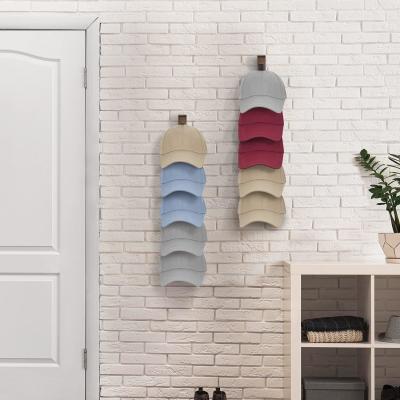 China Wall-Mounted Wooden Baseball Cap Display and Storage Rack with Silk-screen Printing for sale