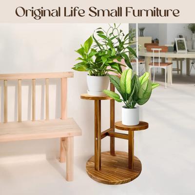China Customized Logo Wooden Plant Stand for Indoor Pine Wood Garden Plant and Tiered Stand for sale