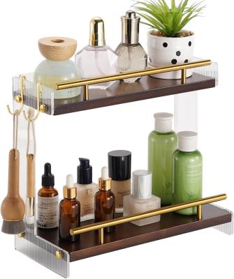 Cina Organizzatore di bancone di bagno in legno per prodotti cosmetici e cura della pelle in vendita