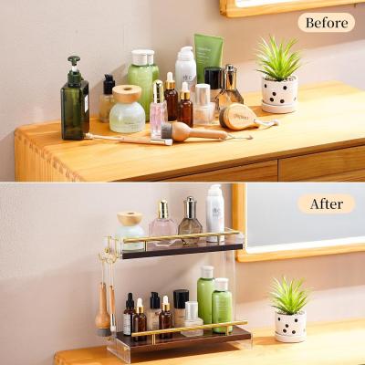 Cina Organizzatore di bancone di bagno in legno per prodotti cosmetici e cura della pelle in vendita