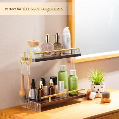 Cina Organizzatore di bancone di bagno in legno per prodotti cosmetici e cura della pelle in vendita