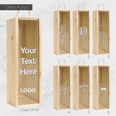 China Hout MDF Luxe Rode Wijn Verf Bakken Houten Geschenkdoos Met Handvaten En Acryl Deksel Te koop