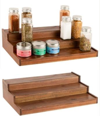 China BAMBOO 3-Tier Waterproof Non Skid Shelf Wooden Spice Rack Organizer for Kitchen Design for sale