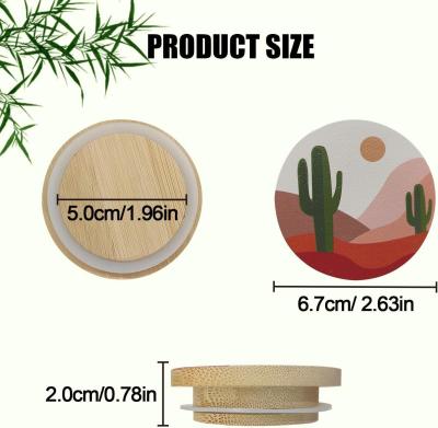 China 8 Pack Silicone Sealing Rings with Custom Size Colorful Boho Patterns and Bamboo Lids for sale