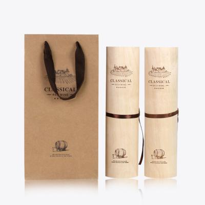 China Unfinished Wood Gift Boxes with Craft Birch Bark Wine Box Packaging in Natural Color for sale