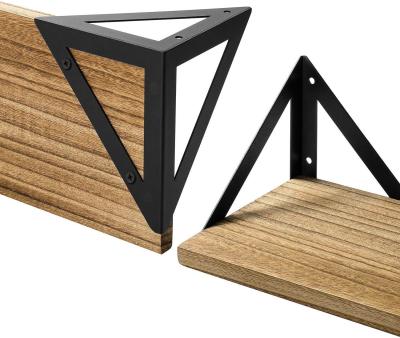 Cina Ripiani da parete in legno in metallo nero di design moderno Ripiano galleggiante in legno per bagno in vendita