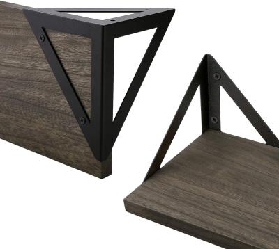 Cina Ripiani da parete in legno in metallo nero di design moderno Ripiano galleggiante in legno per bagno in vendita