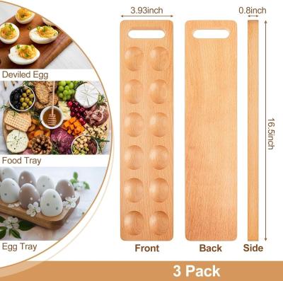 China Thanksgiving Day Deviled Egg Tray Save Space with This Wooden Platter Holder 12 Holes for sale