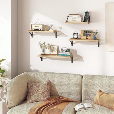 China Popular Custom Size Color Set of 5 Rustic Wood Floating Shelves for Bathroom Decor for sale