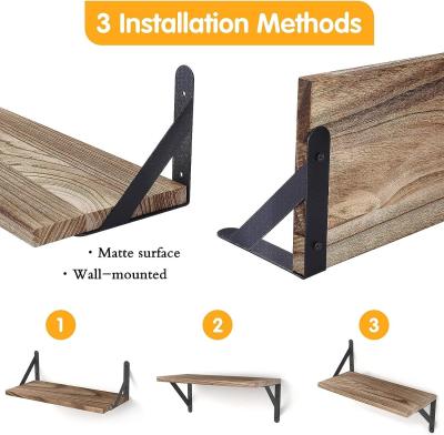 China Popular Custom Size Color Set of 5 Rustic Wood Floating Shelves for Bathroom Decor for sale