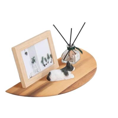 China Custom Size Color Semi Circle Shaped Set Of 3 14inch Acacia Wood Floating Shelves for sale