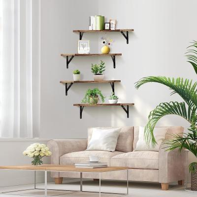 Cina Dimensioni personalizzate Materiale colore angolo di legno rustico scaffali galleggianti set a parete di 4 in vendita
