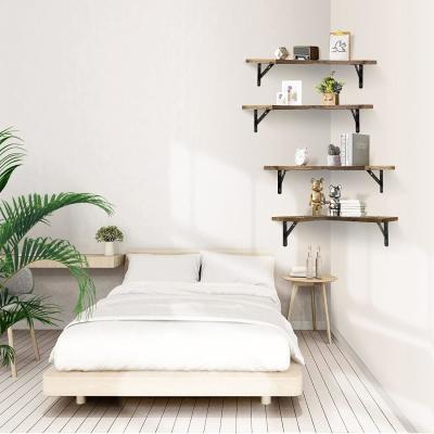Cina Dimensioni personalizzate Materiale colore angolo di legno rustico scaffali galleggianti set a parete di 4 in vendita